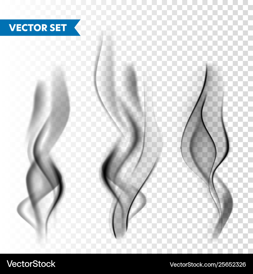 Realistic cigarette smoke set isolated Royalty Free Vector