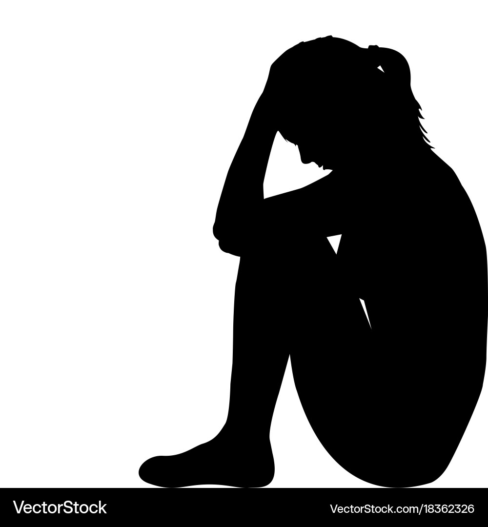 Sad woman silhouette Royalty Free Vector Image