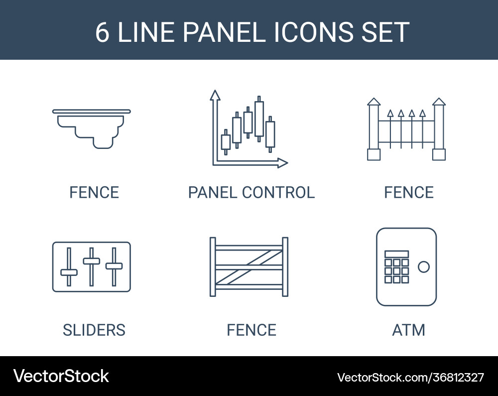6 panel icons Royalty Free Vector Image - VectorStock