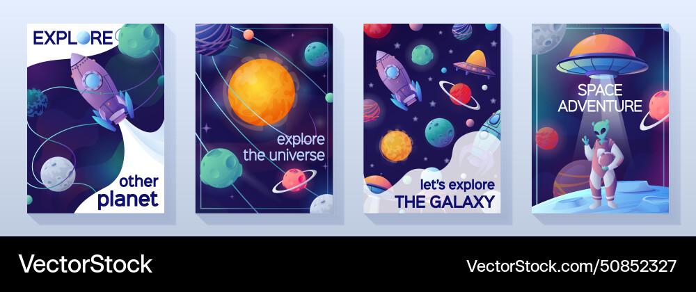 Cartoon space banners set Royalty Free Vector Image