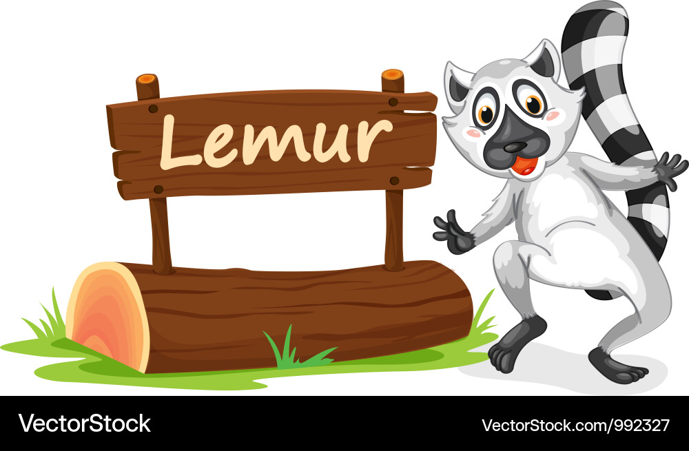 Cartoon zoo lemur sign Royalty Free Vector Image