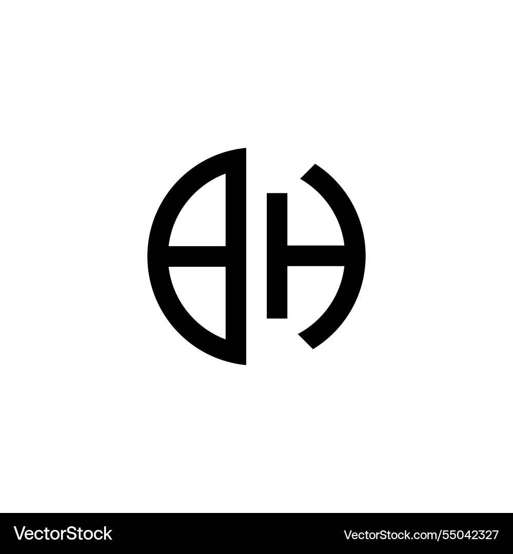 Creative-rounded-initial-bh-letters-logo Vector Image