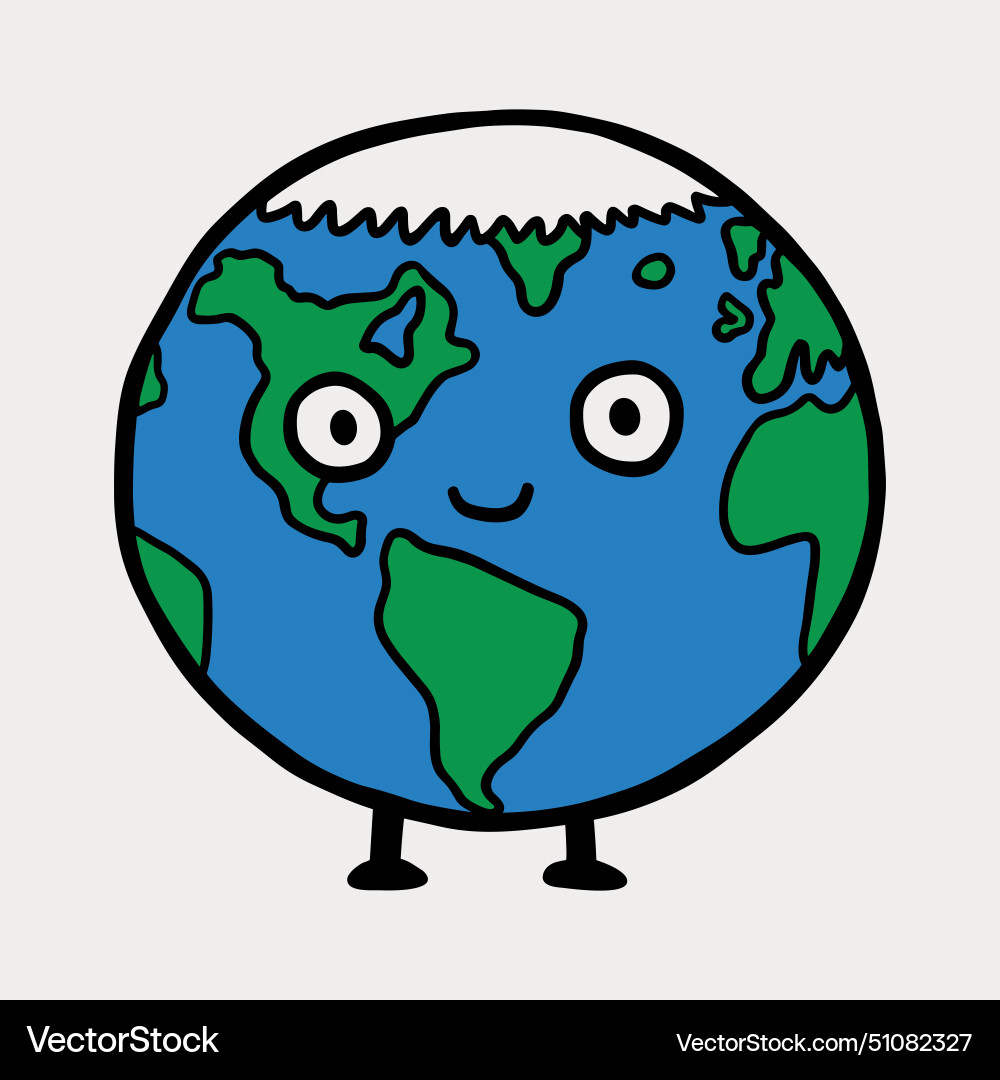 Cute cartoon earth planet globe character Vector Image