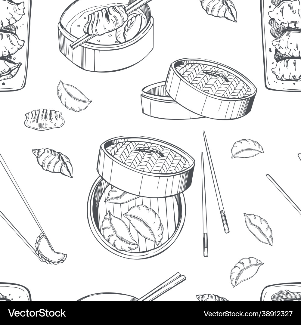 Dim sum set pattern Royalty Free Vector Image - VectorStock