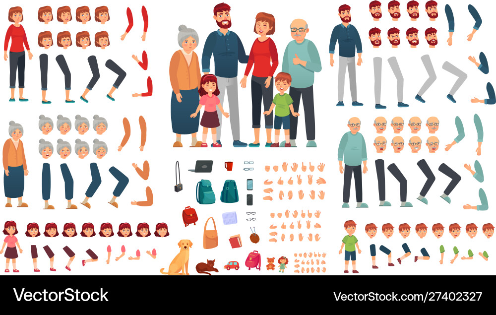Family Character Creator Set Royalty Free Vector Image
