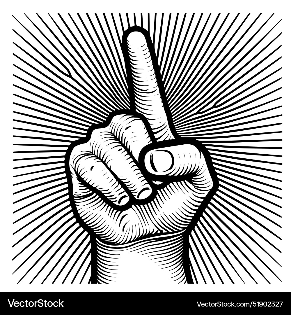 Hand with pointing finger sketch vintage Vector Image