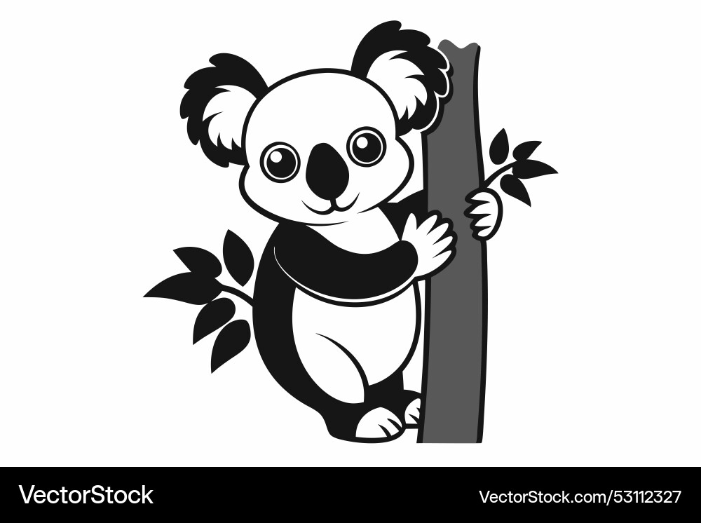 Minimal koala clinging to tree n Royalty Free Vector Image