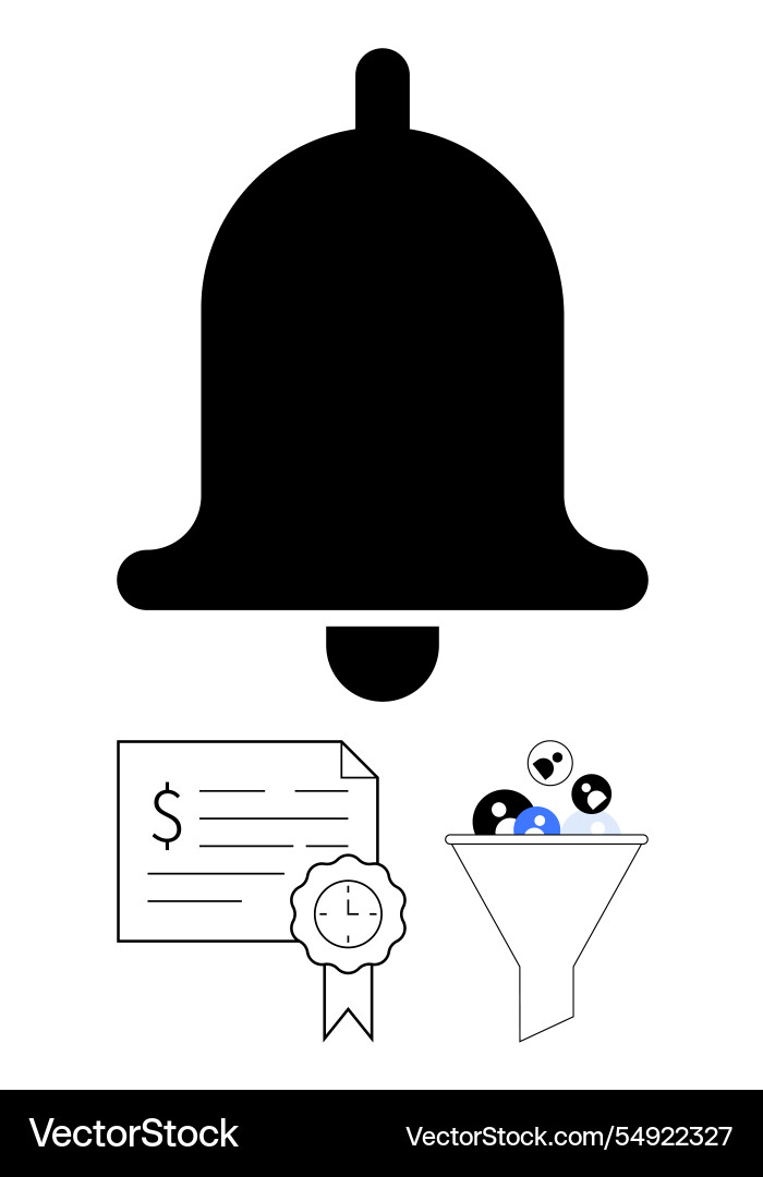 Notification bell certificate with seal Royalty Free Vector