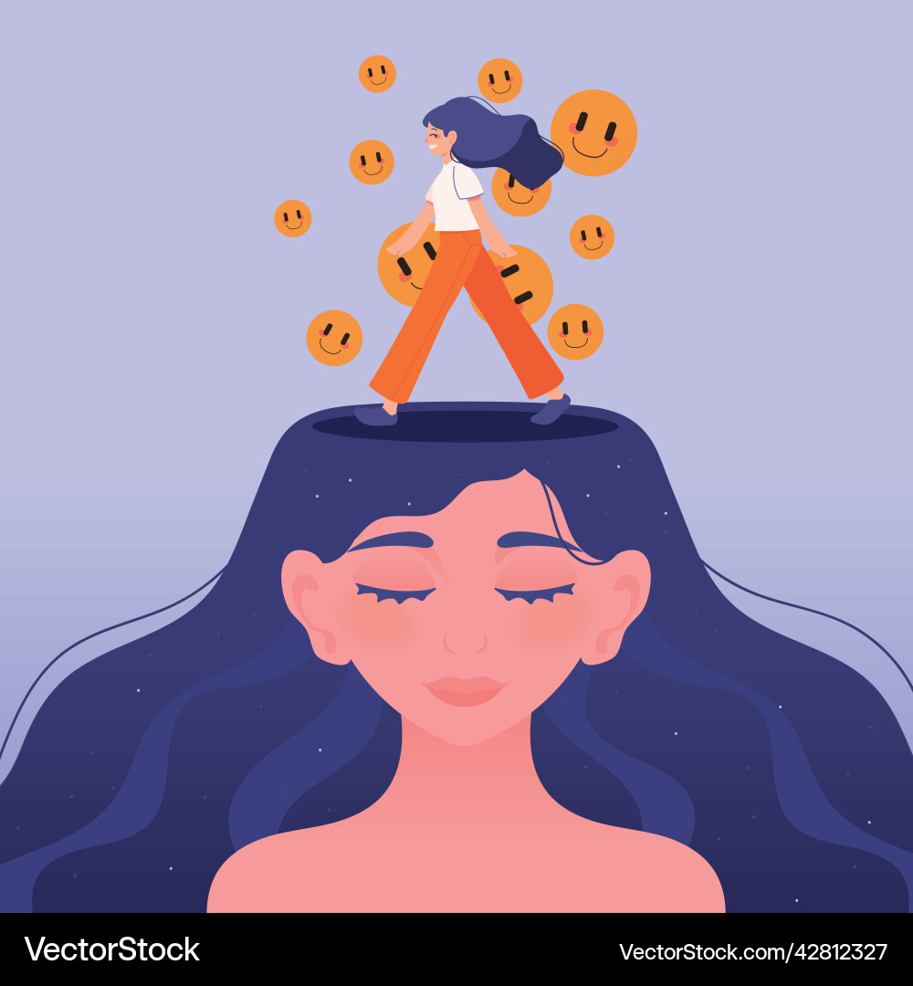 Positive woman mind happy Royalty Free Vector Image