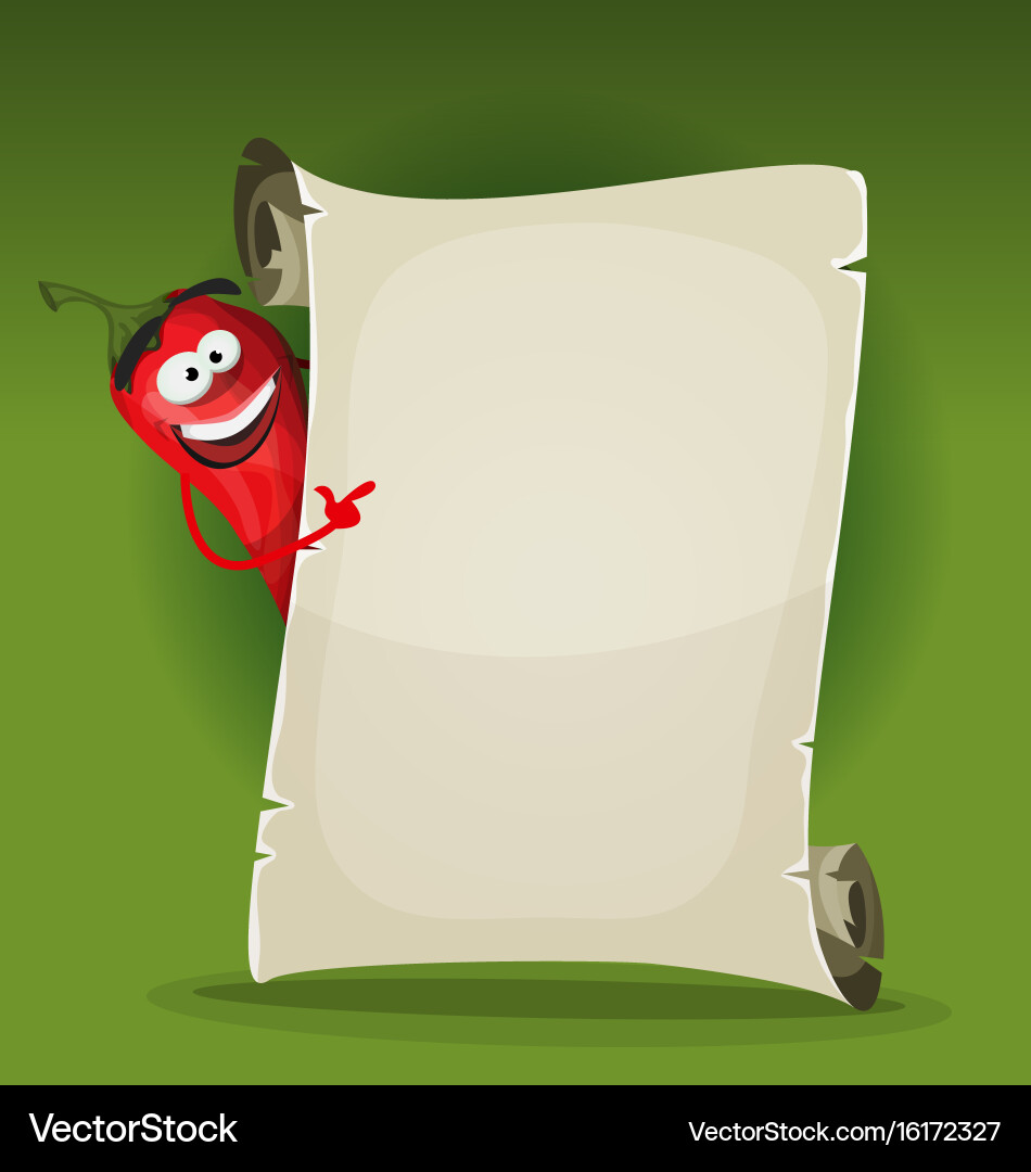 Red hot chili pepper holding restaurant menu Vector Image