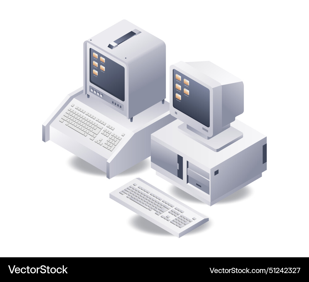 Retro classic computer technology infographic Vector Image