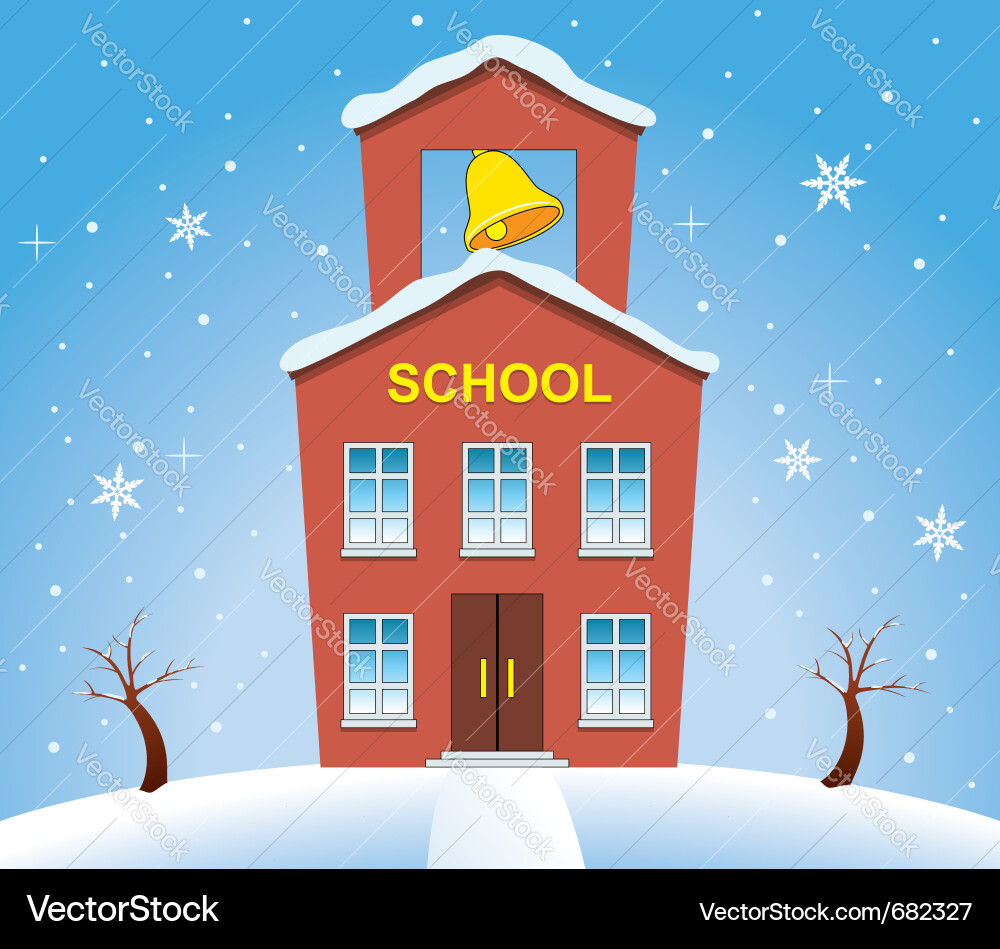 School house in winter Royalty Free Vector Image