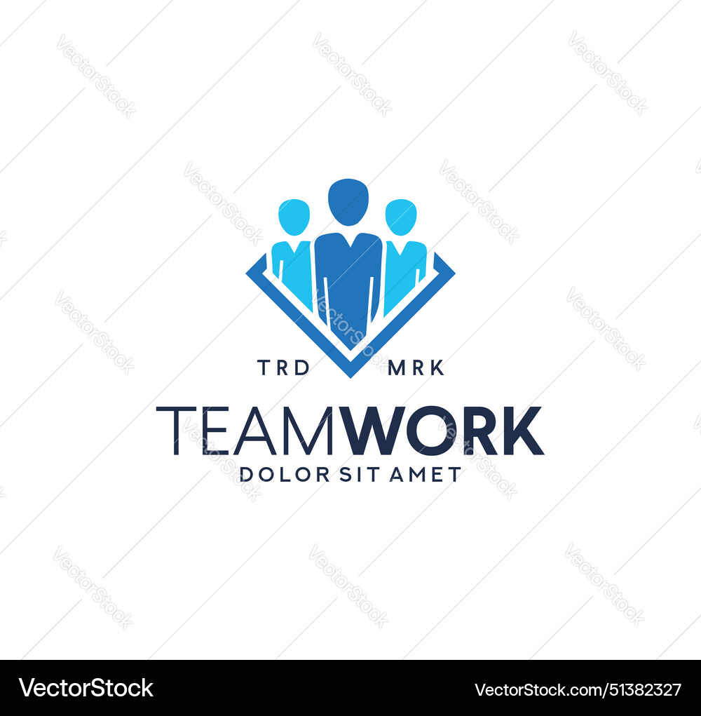 Teamwork logo with people group flat design style Vector Image