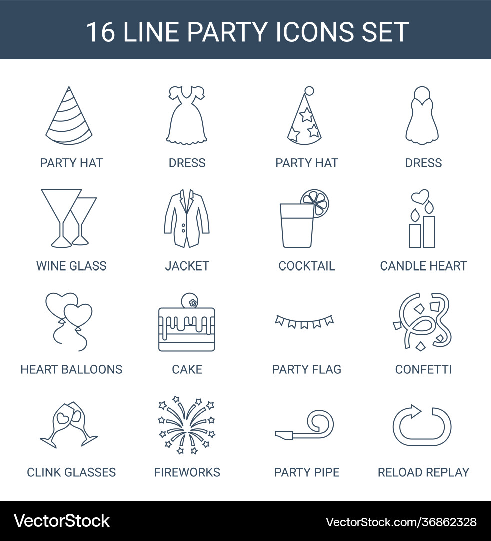 16 party icons Royalty Free Vector Image - VectorStock