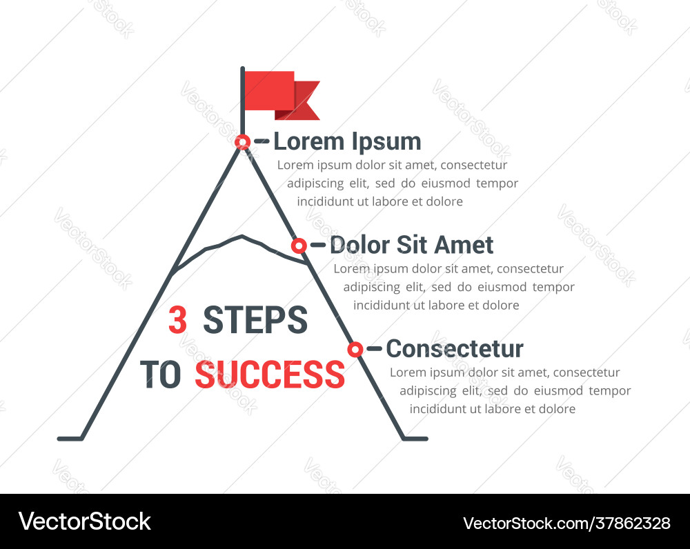 3 steps to success Royalty Free Vector Image - VectorStock