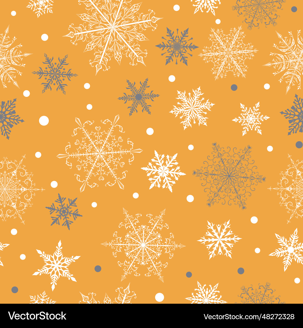 Christmas seamless pattern of complex snowflakes Vector Image