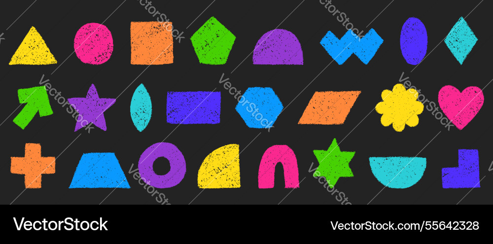 Color pencil texture figure collection geometric Vector Image