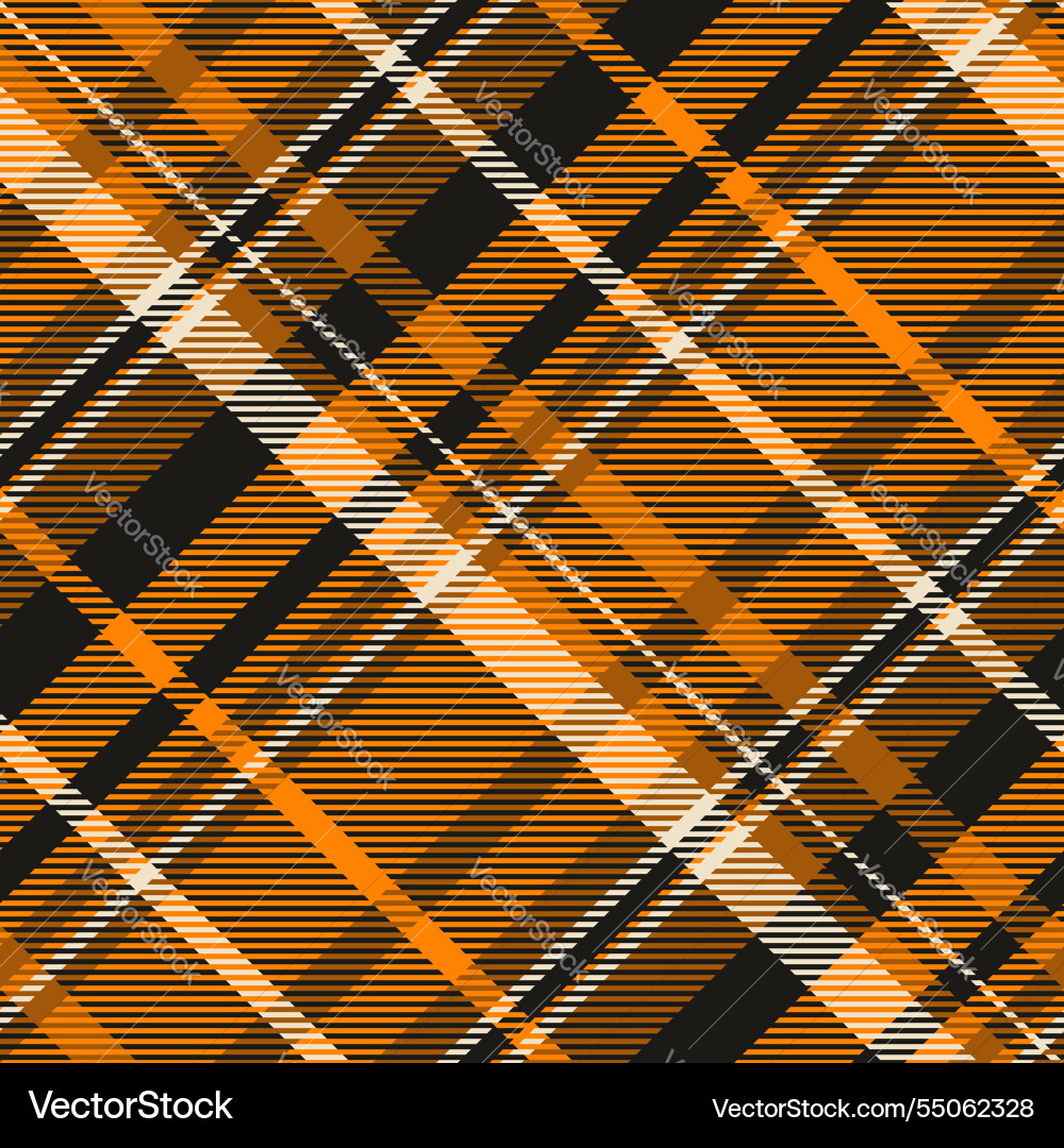 Dynamic orange and black diagonal plaid pattern Vector Image