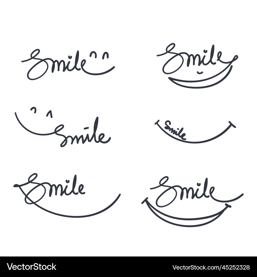 Hand drawn doodle lettering smile Royalty Free Vector Image