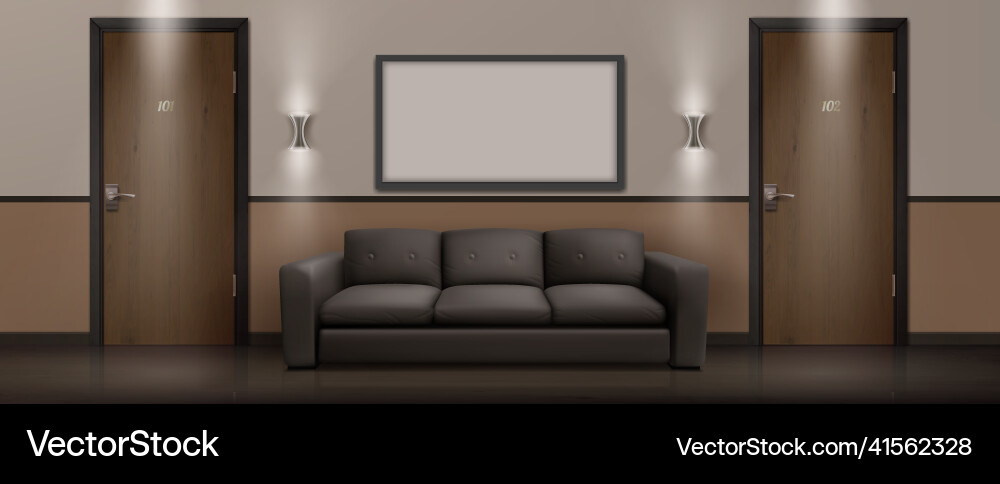 Hotel room wooden doors front view Royalty Free Vector Image