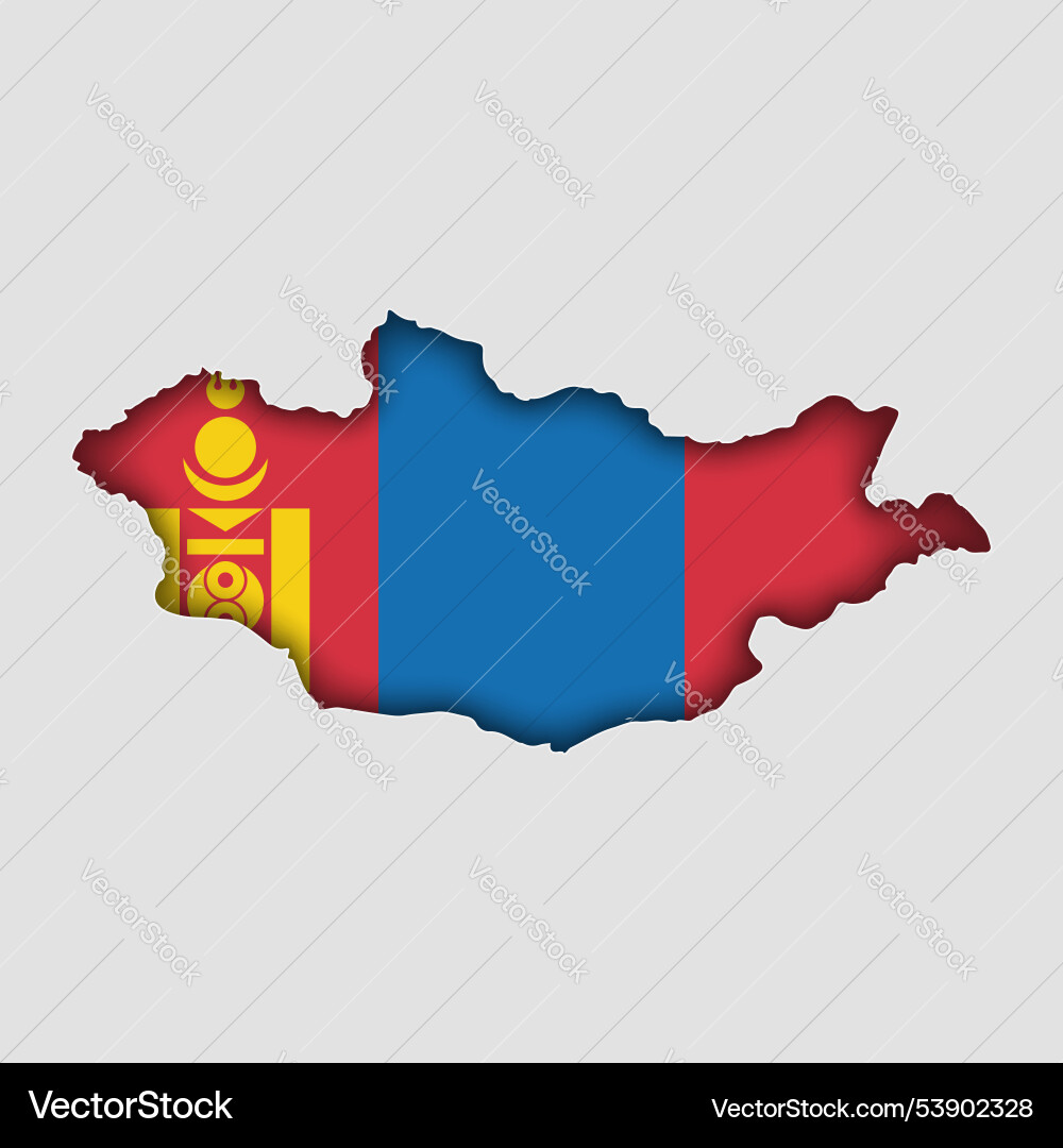 Mongolia map with flag in body Royalty Free Vector Image