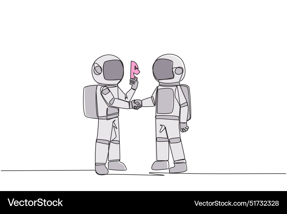 Single continuous line drawing two astronauts Vector Image Single continuous line drawing two astronauts Vector Image