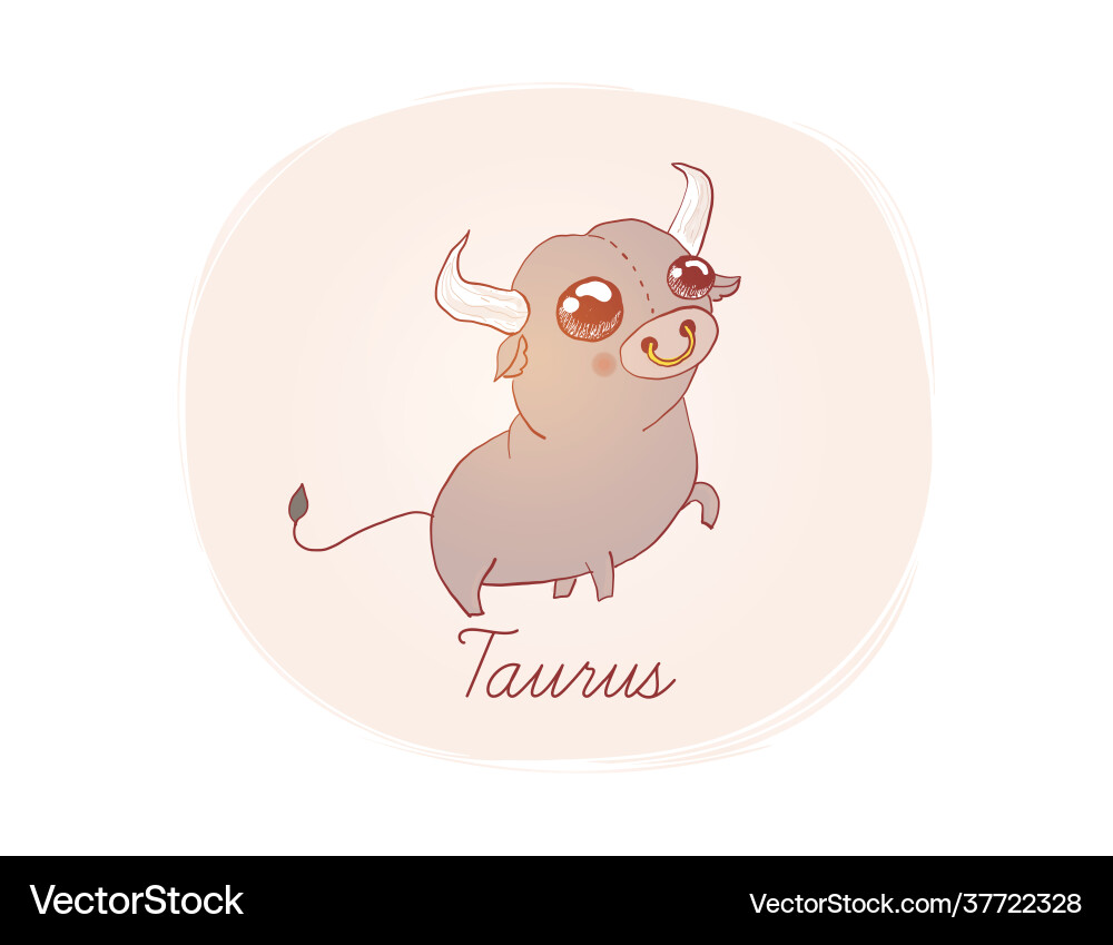 Taurus cartoon style zodiac Royalty Free Vector Image