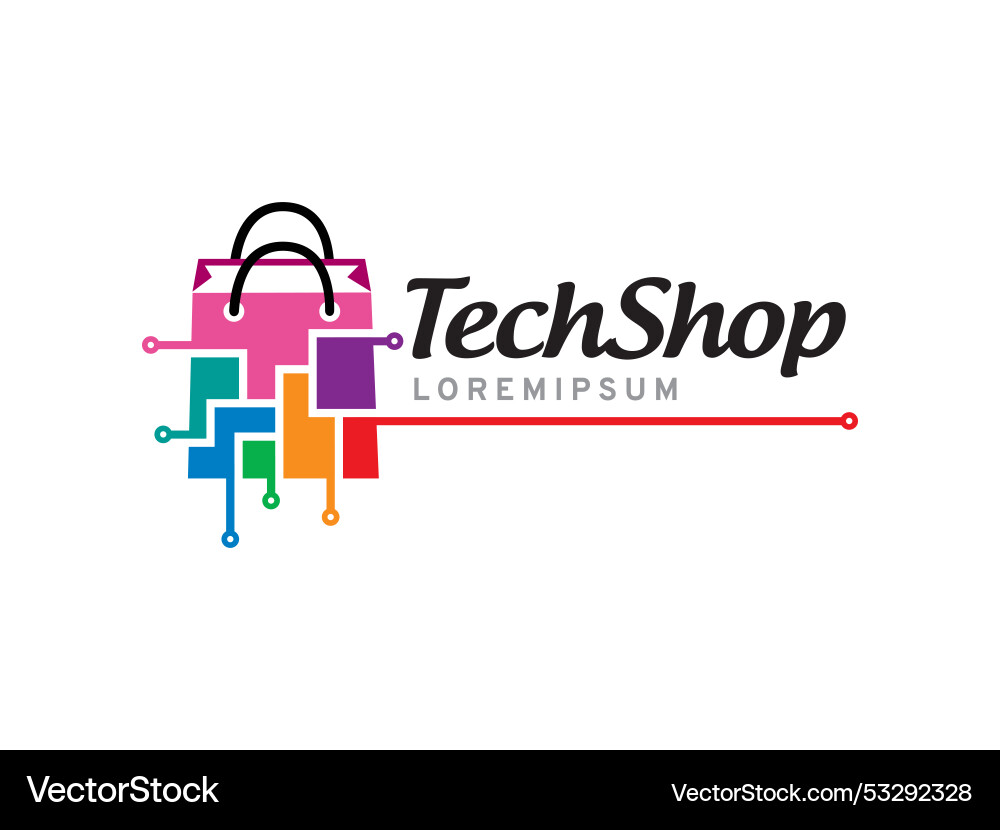 Tech shop logo symbol or icon template Royalty Free Vector