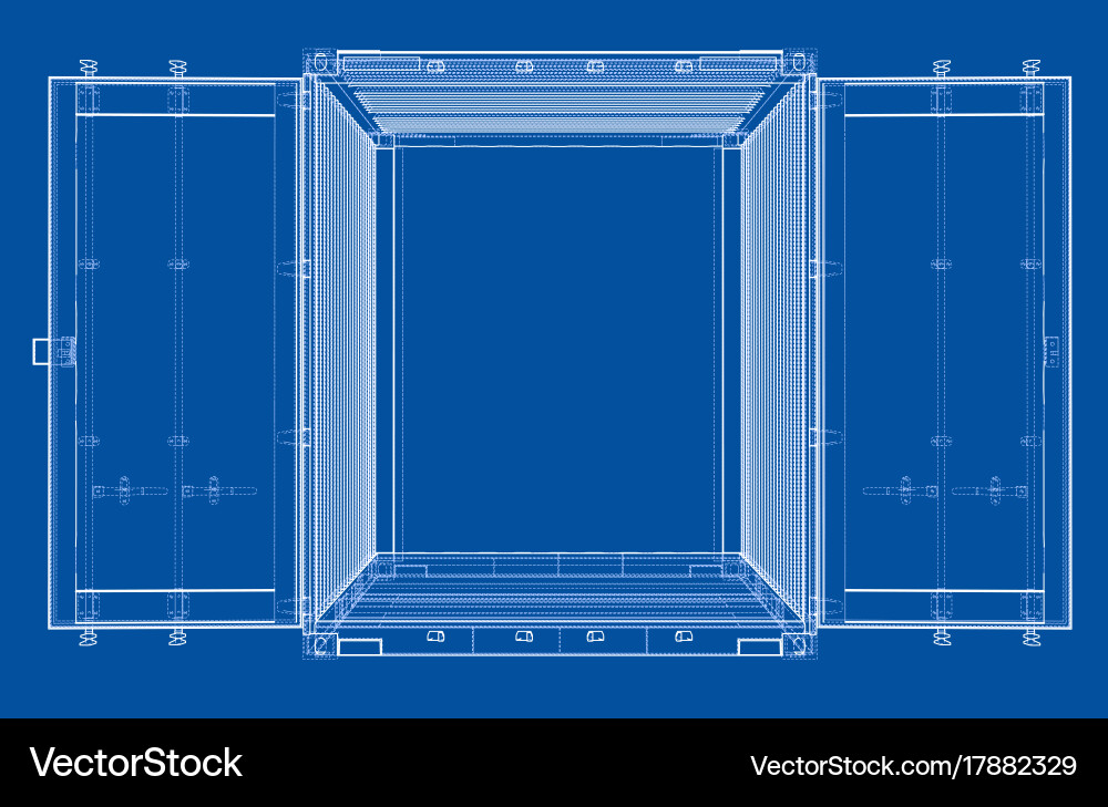 Cargo container wire-frame style Royalty Free Vector Image