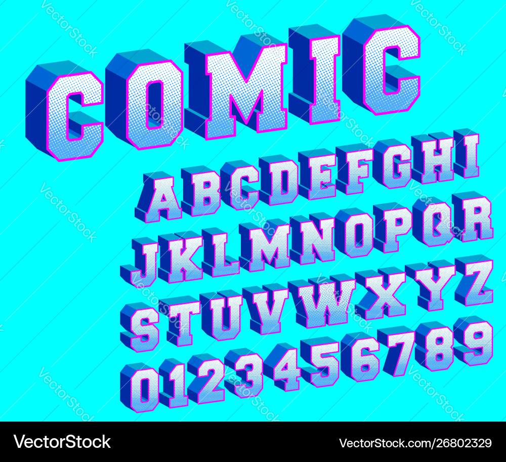 Comic alphabet template letters and numbers Vector Image