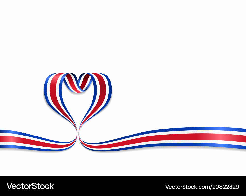 Costa Rican Flag Heart Ribbon Royalty Free Vector Image