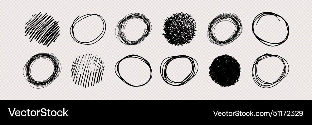 Hand drawn scribble circles Royalty Free Vector Image
