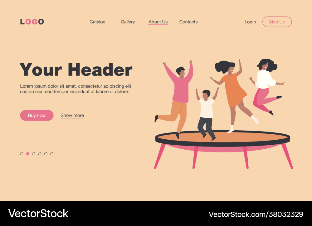 Happy friends jumping on trampoline Royalty Free Vector