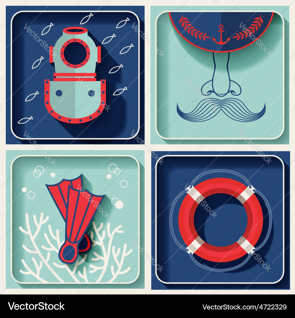 Marine theme icons Royalty Free Vector Image - VectorStock
