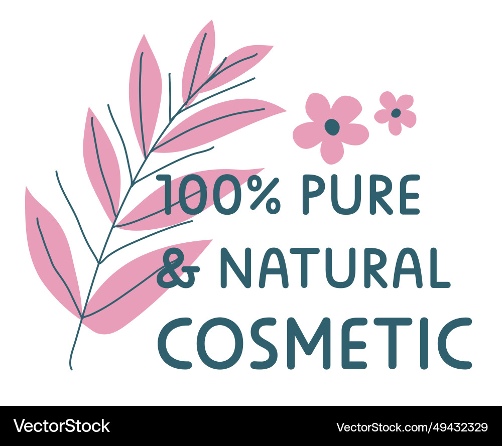 Pure and natural cosmetic emblem for package Vector Image