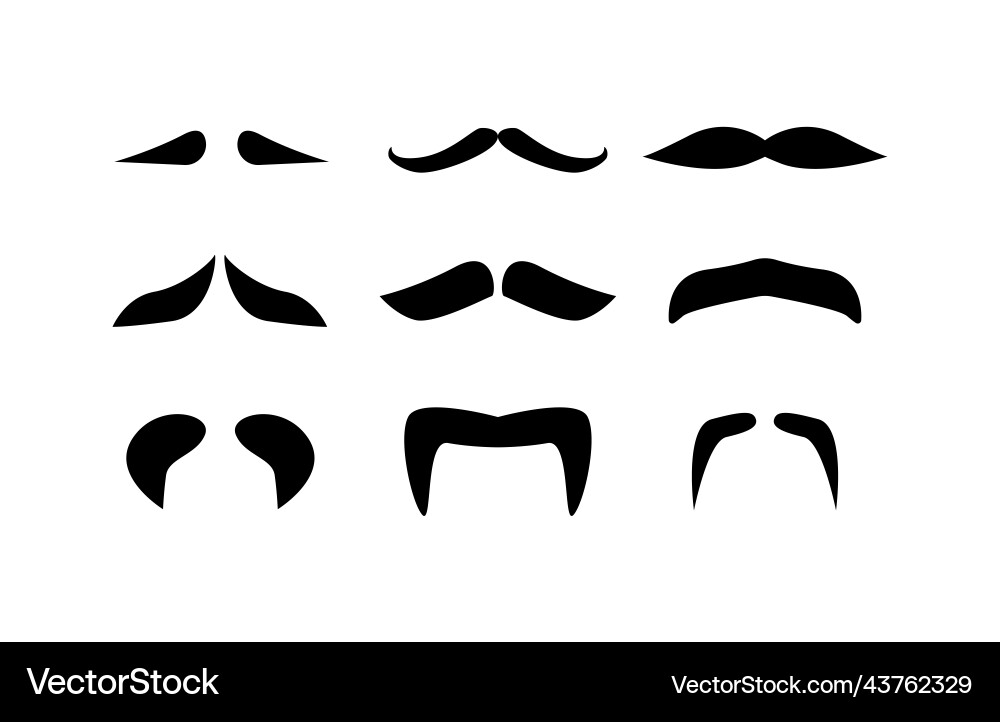 Set of mustaches isolated on white background Vector Image