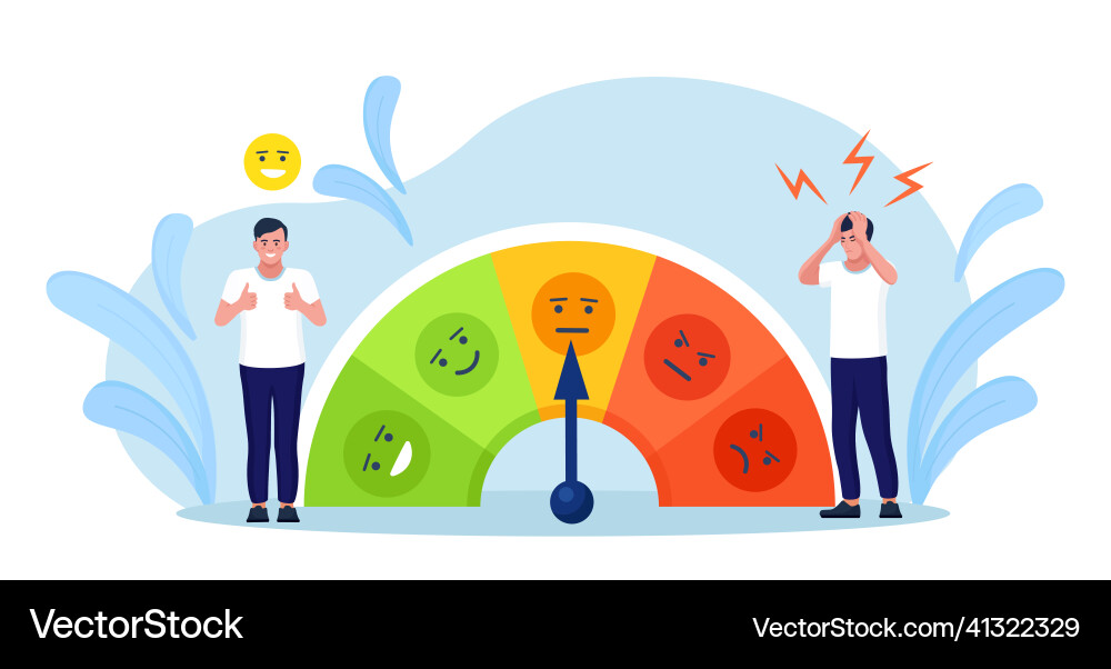 Stress level mood scale man solves problems Vector Image