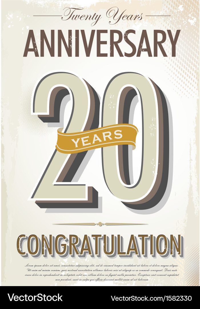20 years anniversary retro background Royalty Free Vector