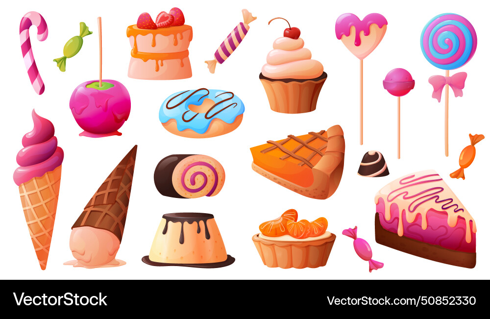 Candy sweets cartoon set Royalty Free Vector Image