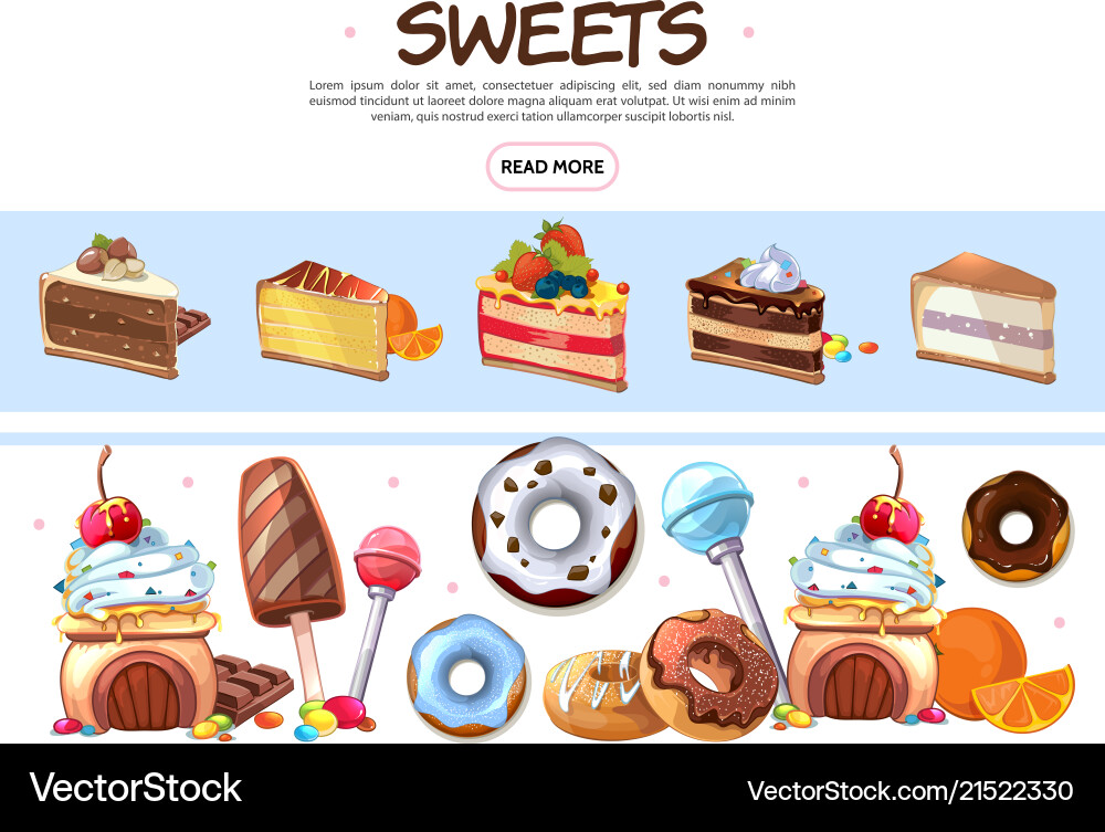 Cartoon sweet products collection Royalty Free Vector Image