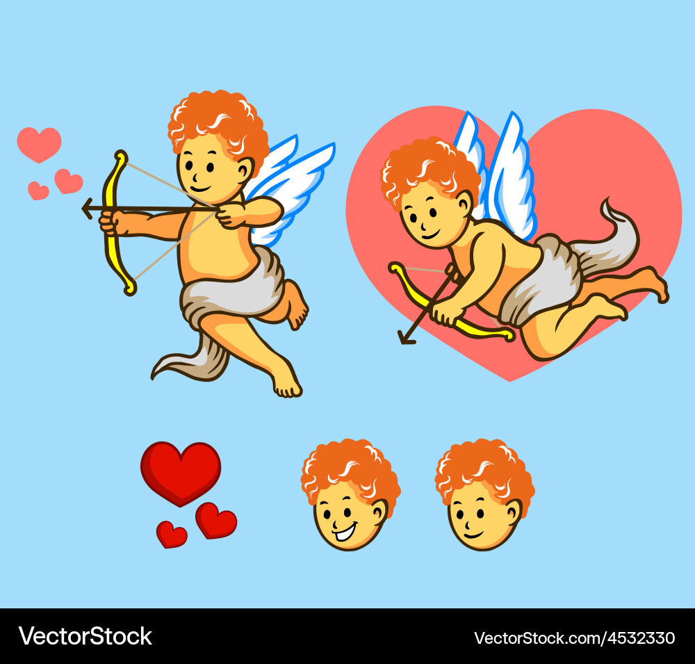 Flying cupid set Royalty Free Vector Image - VectorStock