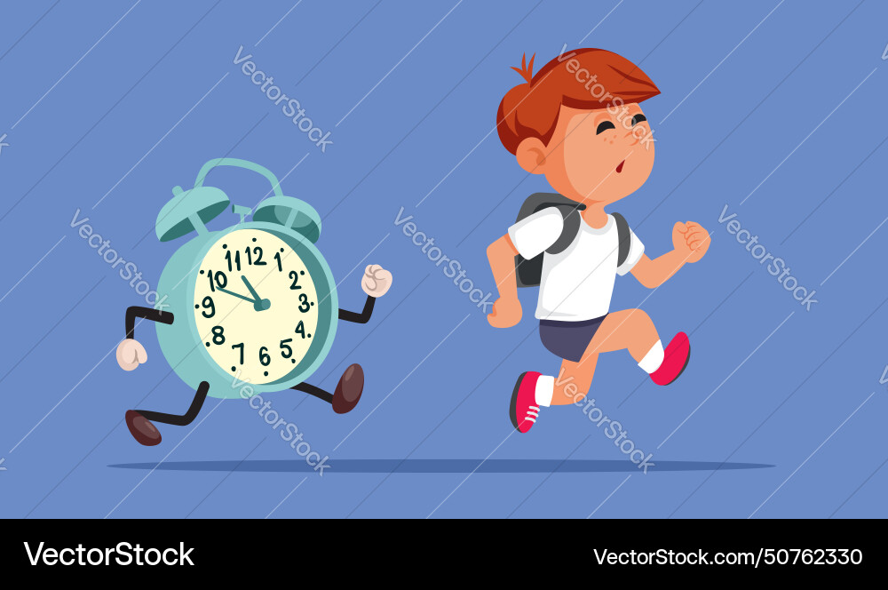 Frantic Schoolboy Running Late Royalty Free Vector Image