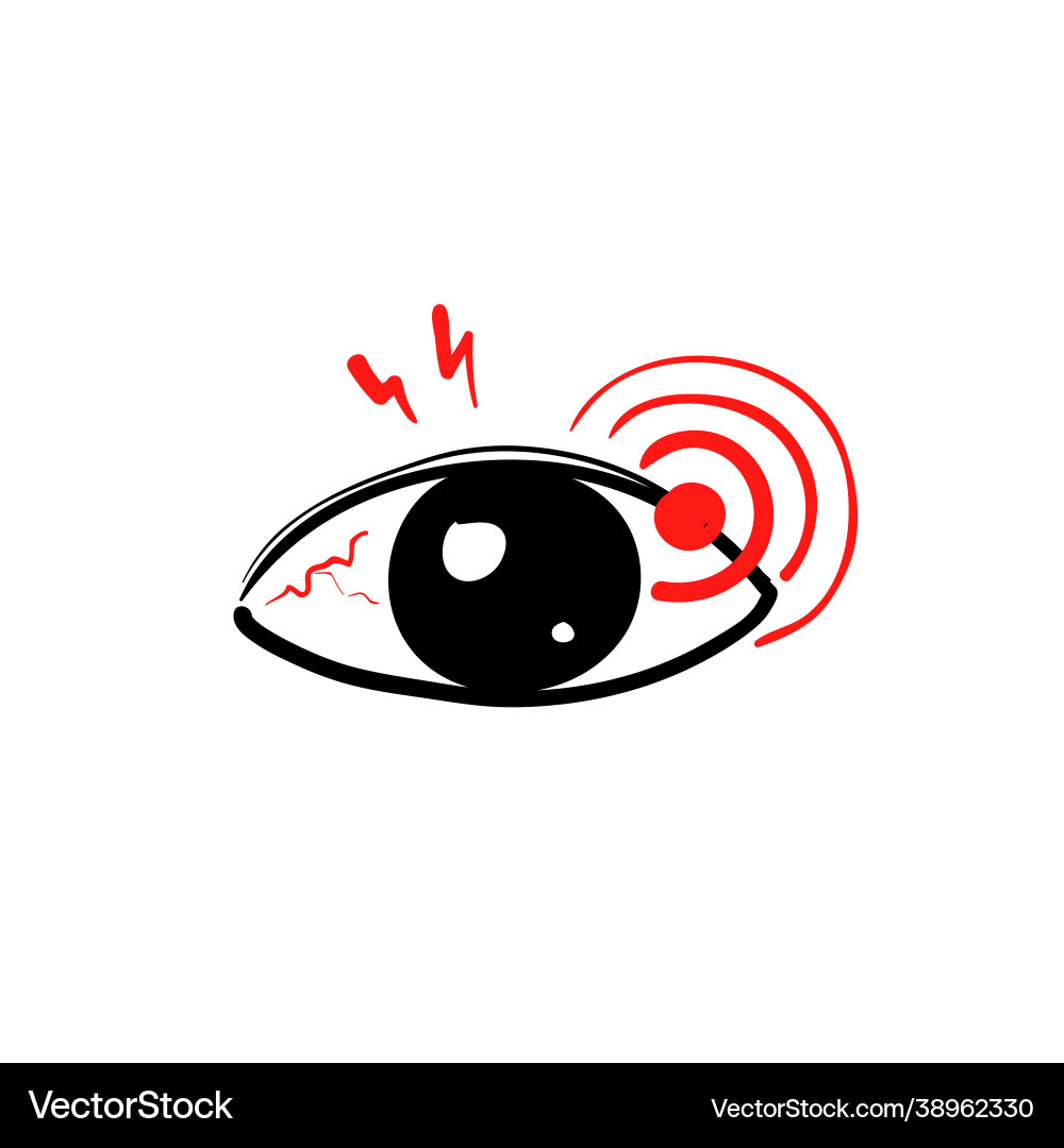 Hand drawn doodle eye pain icon isolated Vector Image
