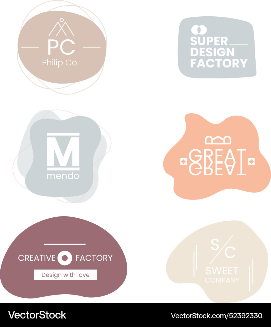 Pastel colors minimal logo set Royalty Free Vector Image