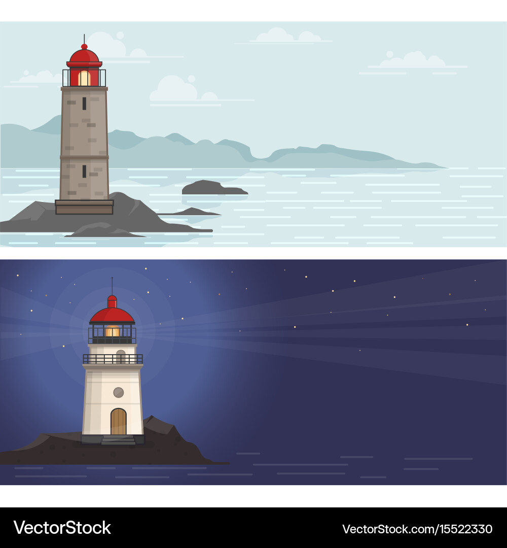 Sea backgrounds with lighthouse Royalty Free Vector Image