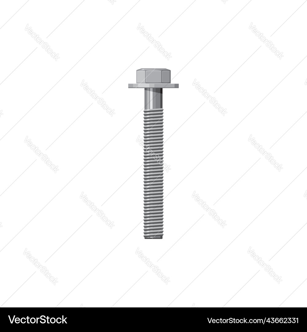 Big long metal bolt with washer isolated icon Vector Image