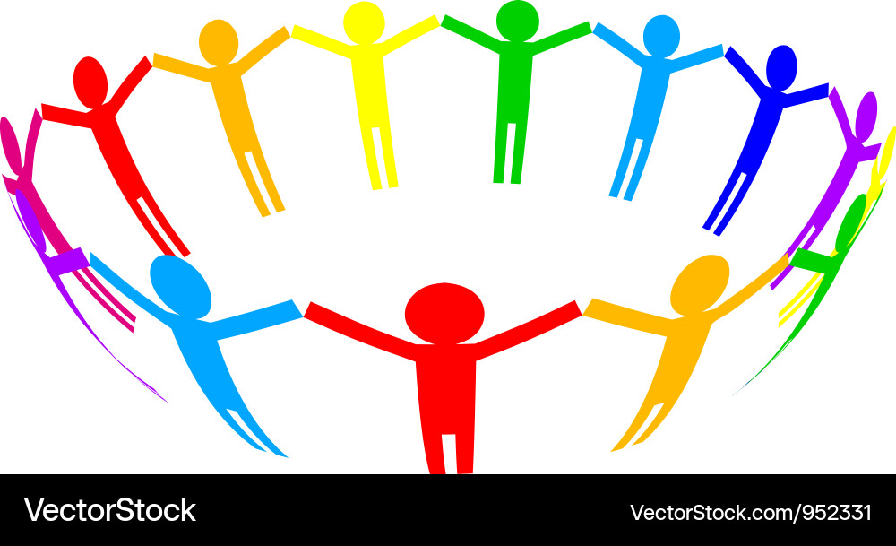 Bunte Ikone - Menschen im Kreis Lizenzfreies Vektorbild