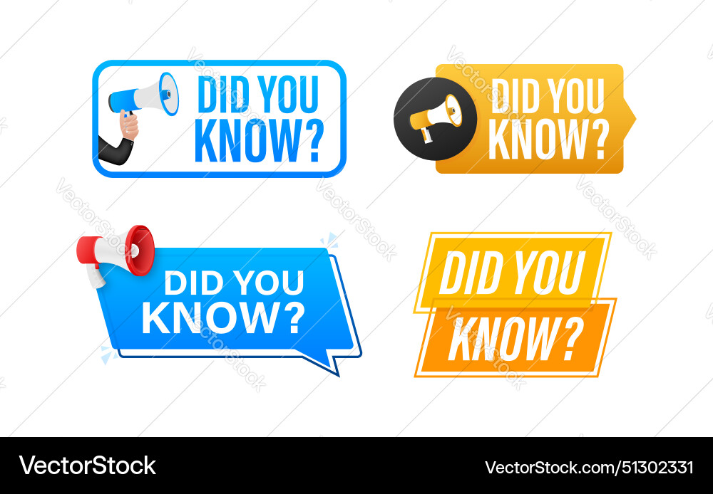 Did you know text with megaphone label set Vector Image