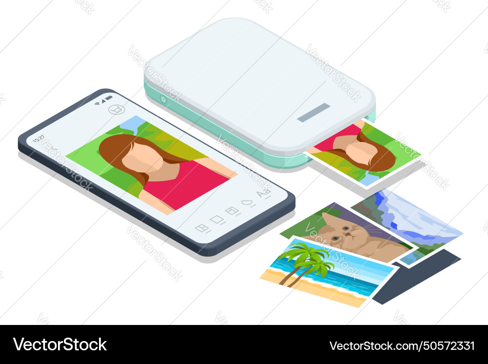 Isometric instant camera mini film Royalty Free Vector Image