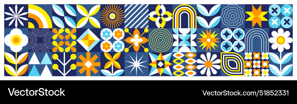 Pattern abstract flower and geometric decorative Vector Image